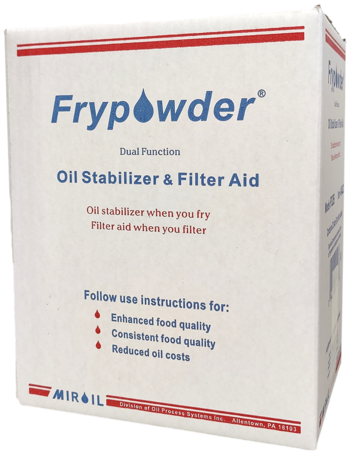 MirOil P32B FryPowder Oil Stabilizer - 32 x 240ml B Size Packs - MirOil USA